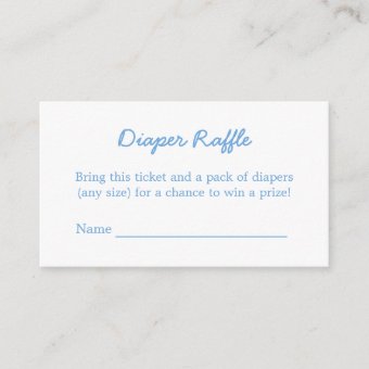 Baby Blue Diaper Raffle Minimalist Enclosure Card | Zazzle