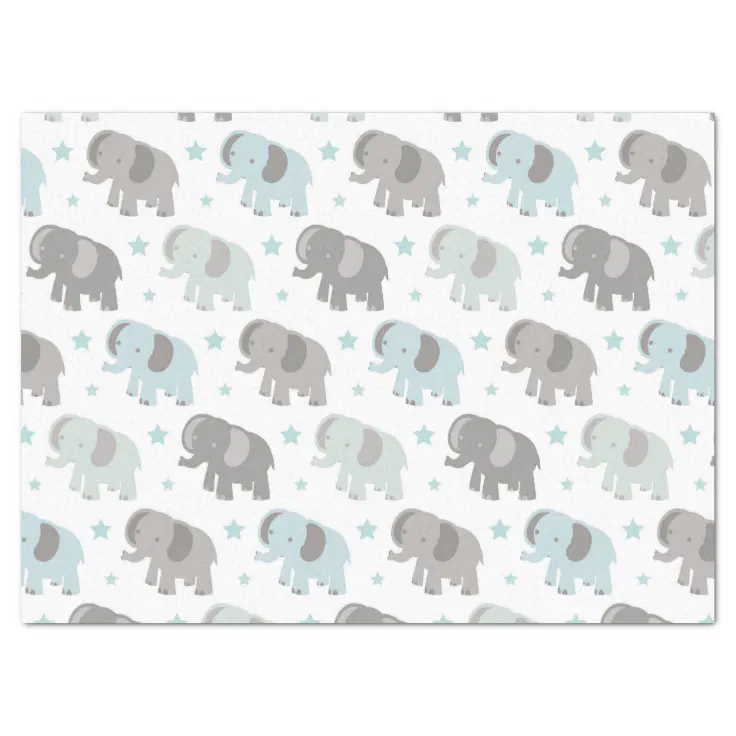 Baby Blue Elephant Tissue Paper | Zazzle
