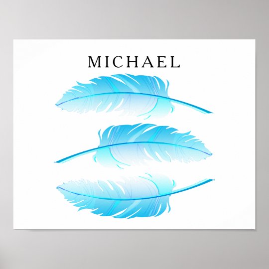 Baby Blue Feather with DIY Name Poster | Zazzle.com