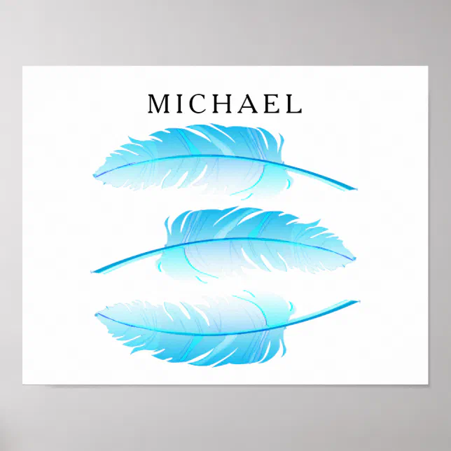 Baby Blue Feather with DIY Name Poster | Zazzle