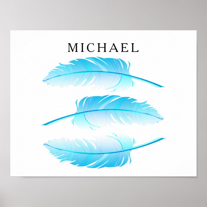 Baby Blue Feather with DIY Name Poster | Zazzle.com