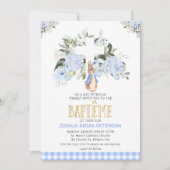 Baby Blue Floral French Peter Rabbit Baptism Invitation | Zazzle