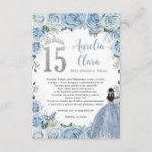 Baby Blue Floral Girl Gown Quinceañera Prayer Card | Zazzle