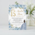 Baby Blue Floral Princess Quinceañera Prayer Card | Zazzle
