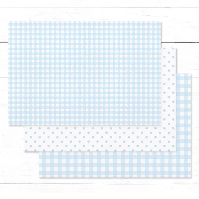Baby Blue Gingham Gift Wraps with Country Charme. Wrapping Paper Sheets ...