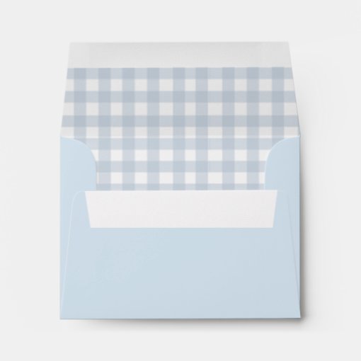 Baby Blue Gingham Personalized Envelope | Zazzle