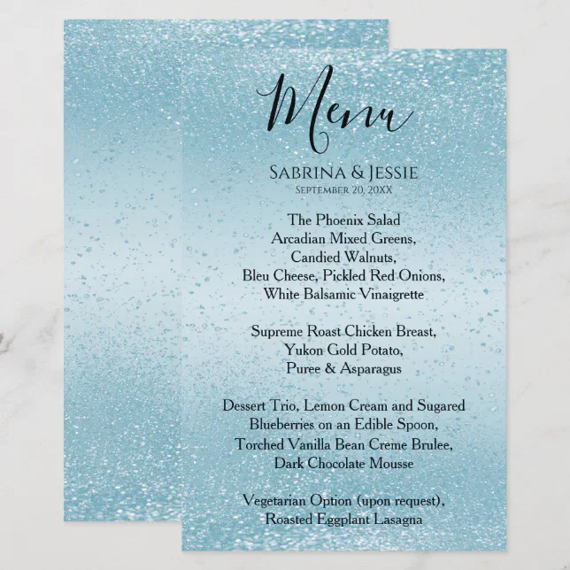 Baby Blue Glitter - Menu | Zazzle