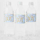 Baby Blue Gold Baby Shower Water Bottle Labels | Zazzle