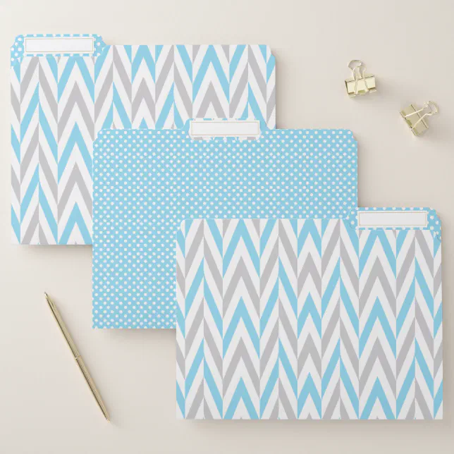 Baby Blue, Gray and White Pattern File Folder | Zazzle