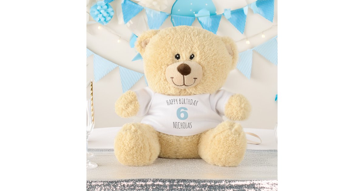 Baby Blue "Happy Birthday" Personalized Teddy Bear | Zazzle