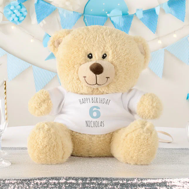 Baby Blue "Happy Birthday" Personalized Teddy Bear | Zazzle