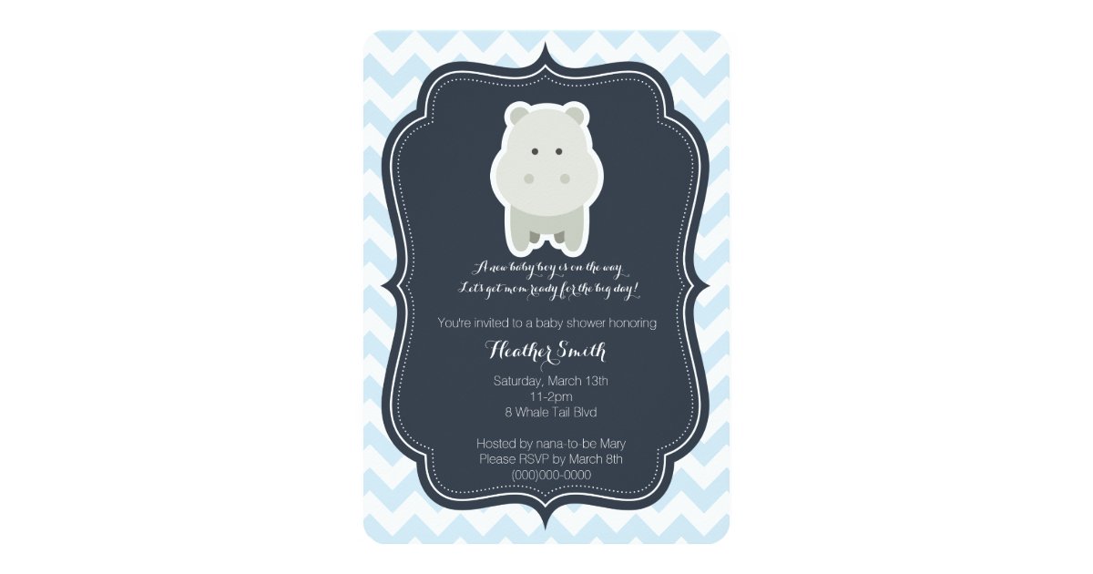 Baby Blue Hippo Invitation | Zazzle.com