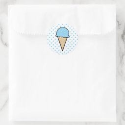 Baby Blue Ice Cream Cone Classic Round Sticker | Zazzle