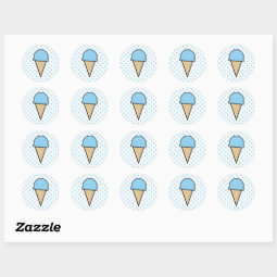 Baby Blue Ice Cream Cone Classic Round Sticker | Zazzle