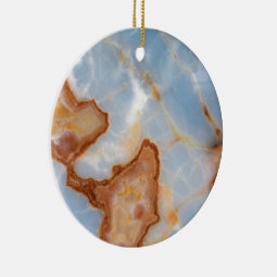 Baby Blue Marble with Rusty Veining Ceramic Ornament | Zazzle