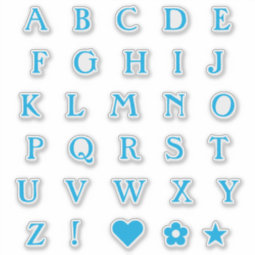 Baby Blue Monogram Text Letters Alphabet Heart Sticker | Zazzle