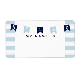 Baby Blue Nautical Hello My Name Is Stickers | Zazzle