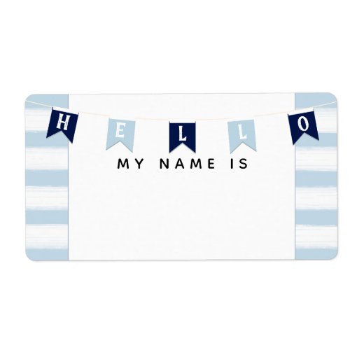 Baby Blue Nautical Hello My Name Is Stickers | Zazzle