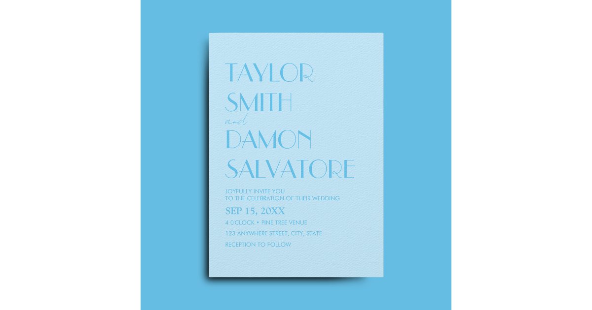 Baby Blue Ocean Bold Retro Wedding Invitation | Zazzle