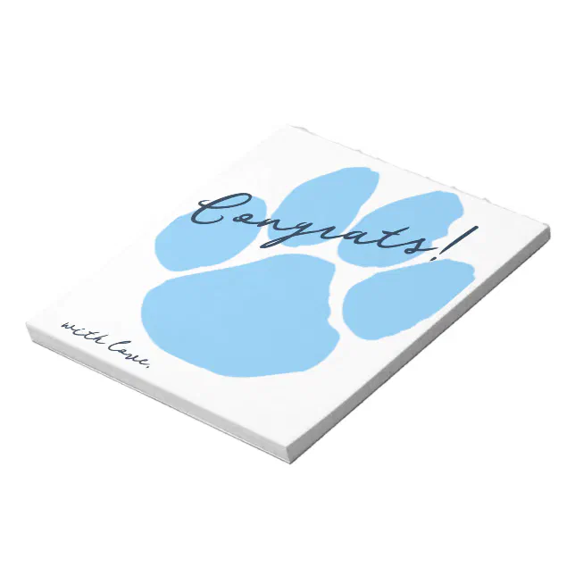 Baby Blue Pawprint Leave the Grad a Note Notepad | Zazzle