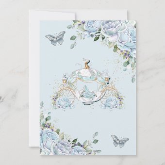 Baby Blue Roses Princess Cinderella Quinceañera Invitation | Zazzle