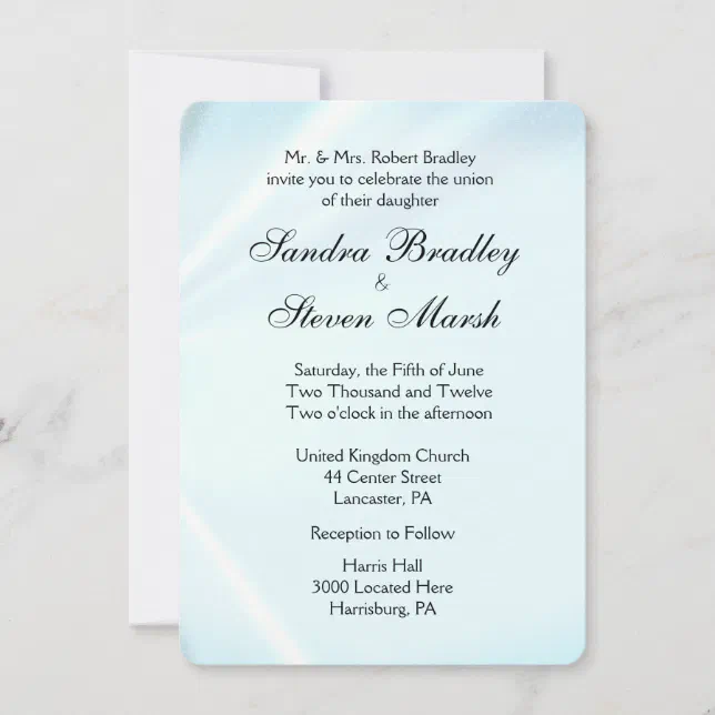 Baby Blue Satin Wedding Invitations | Zazzle