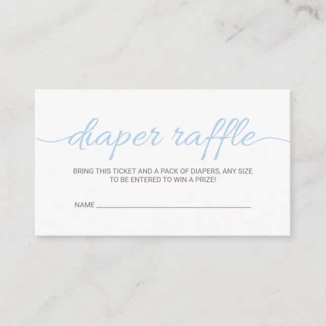 Baby Blue Script Baby Shower Raffle Ticket Insert | Zazzle