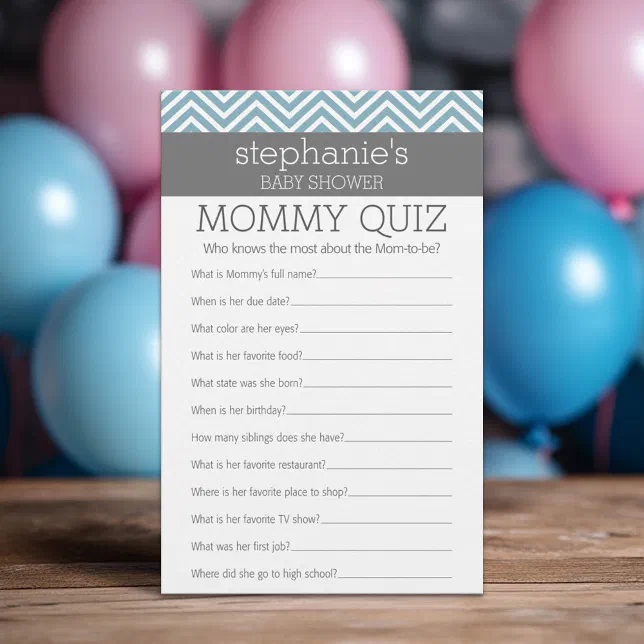 Baby Blue Shower Game - Who Knows Mommy Best Quiz | Zazzle
