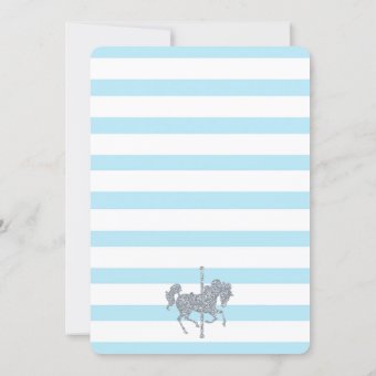 Baby Blue & Silver Carousel Boy Baby Shower Invitation | Zazzle