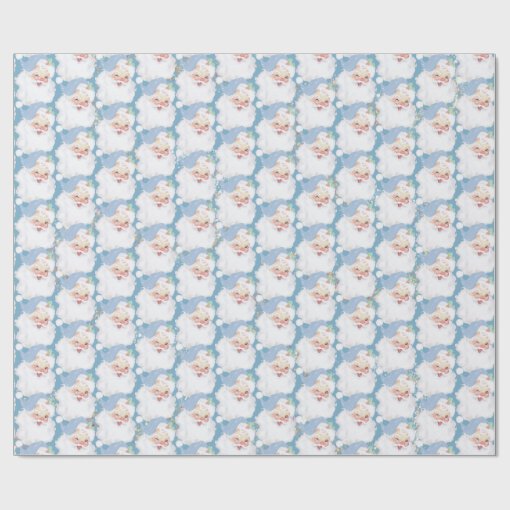 Baby Blue Vintage Wink Santa Claus Christmas Gift Wrapping Paper | Zazzle