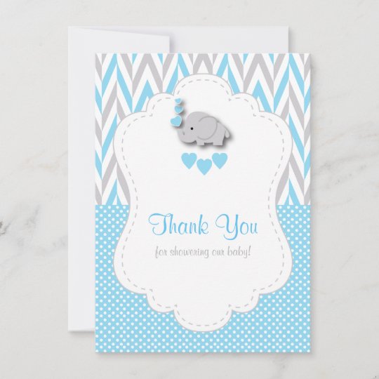 Baby Blue, White Gray Elephant Thank You | Zazzle.com