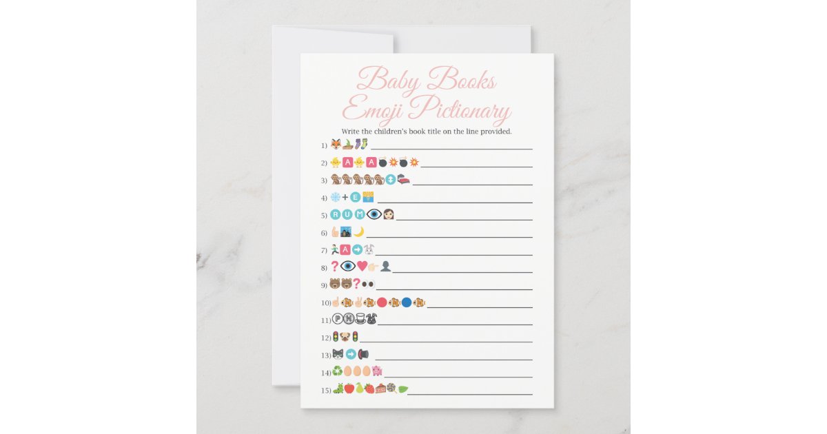 Baby Books Emoji Pictionary Game Pink | Zazzle