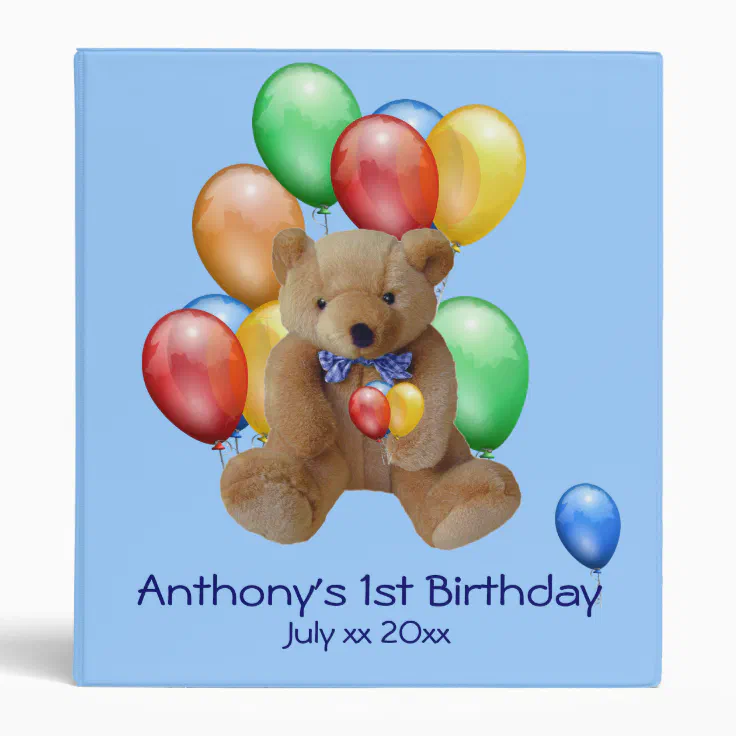 Baby Boy 1st Birthday Photo Album Binder | Zazzle