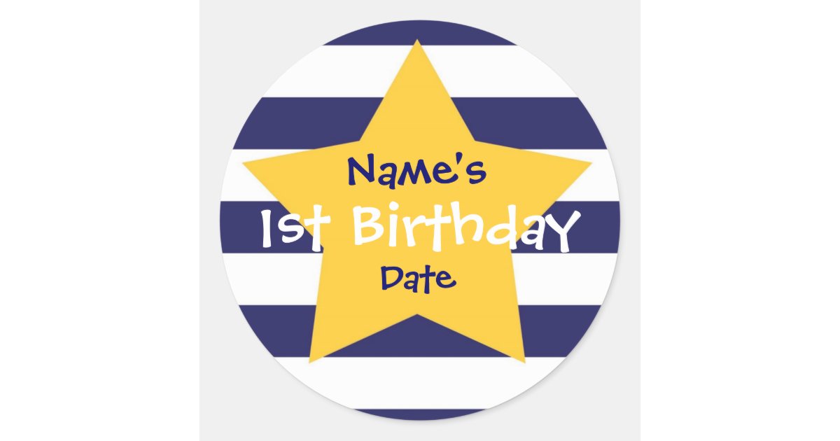 Baby Boy 1st Birthday Sticker | Zazzle