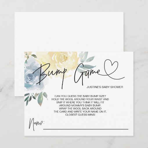 Baby Boy Baby Shower Game Bump Guess Cards | Zazzle