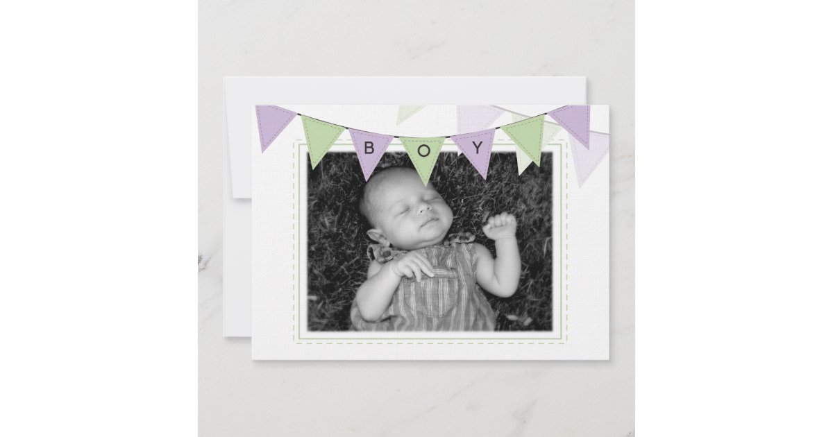 Baby Boy Banner Flags Birth Photo Announcement | Zazzle