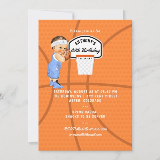 Baby Boy Basketball Birthday Party photo Invitation | Zazzle