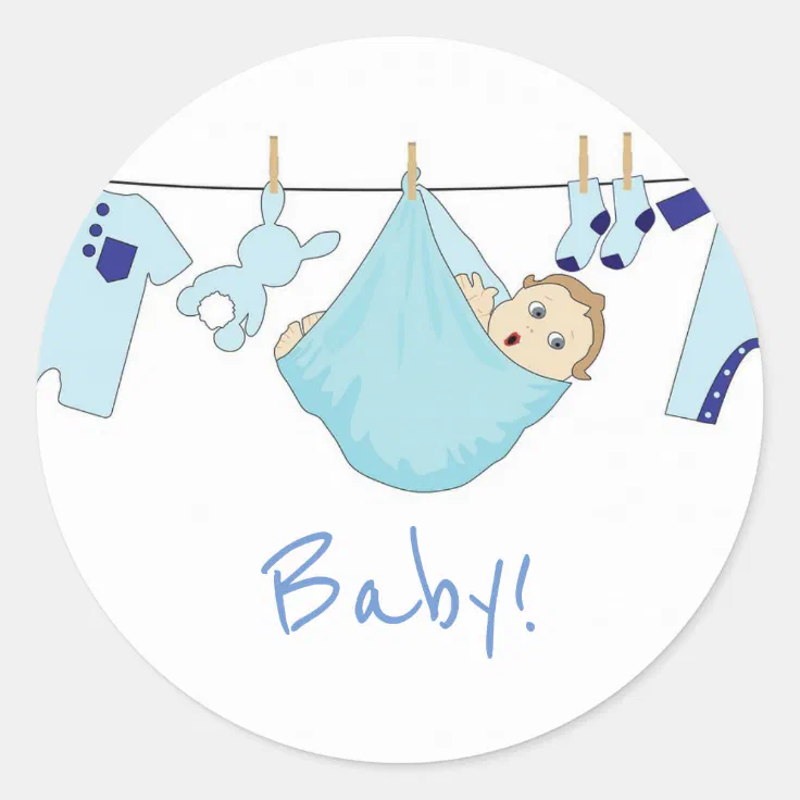 Baby Boy Birth Announcement Envelope Seal Sticker | Zazzle
