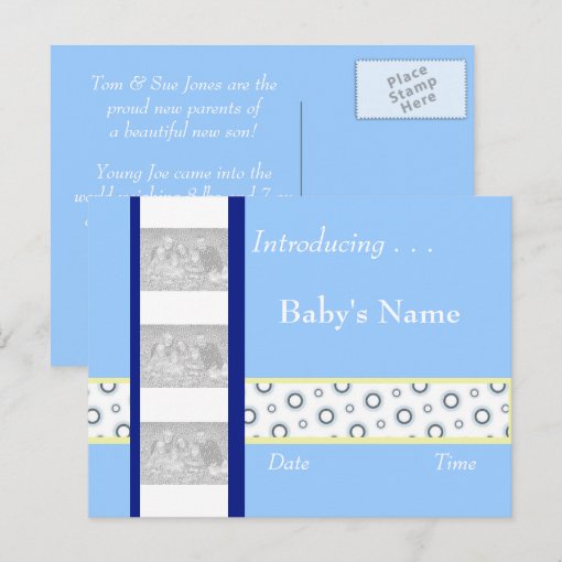 Baby Boy Birth Announcement Template | Zazzle