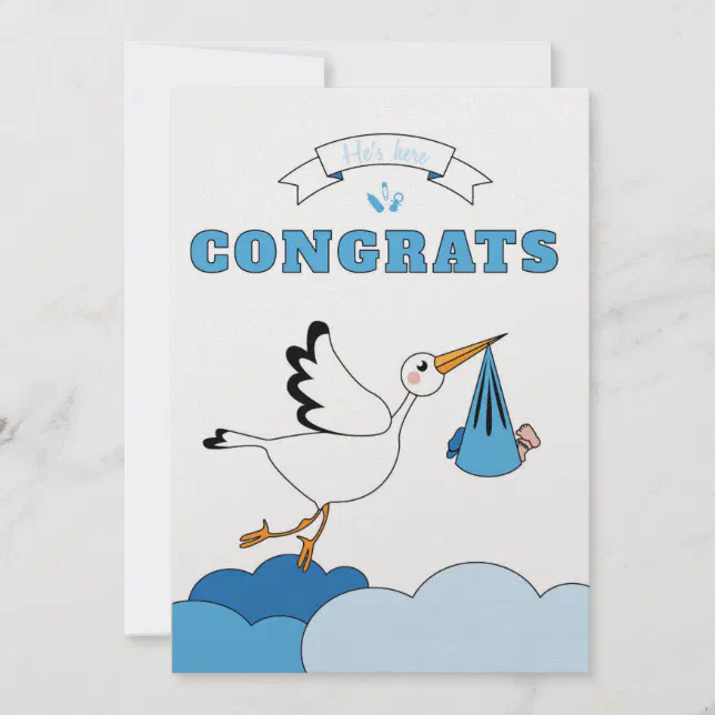 Baby boy birth card | Zazzle