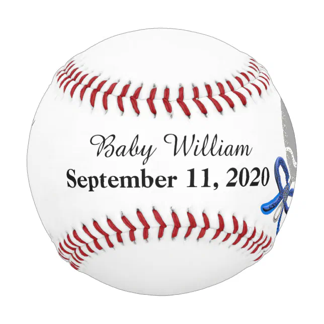 Baby Boy Birth Stats Silver Blue Rattle Baseball | Zazzle