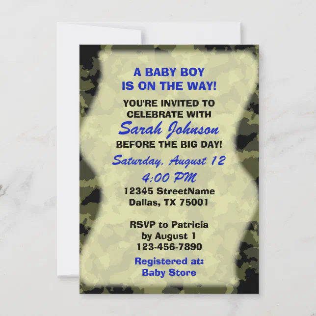 Baby Boy - Camo Themed Baby Shower Invitation | Zazzle
