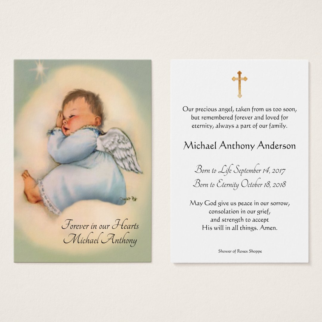 Baby Boy Catholic Funeral Memorial Holy Card - | Zazzle
