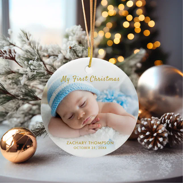 Baby Boy Custom My First Christmas Ornament | Zazzle