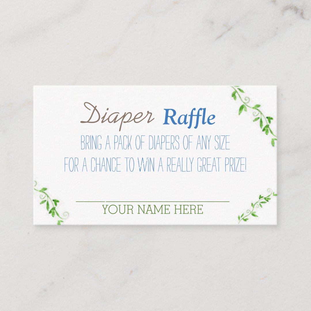 baby boy diaper raffle tickets enclosure card | Zazzle