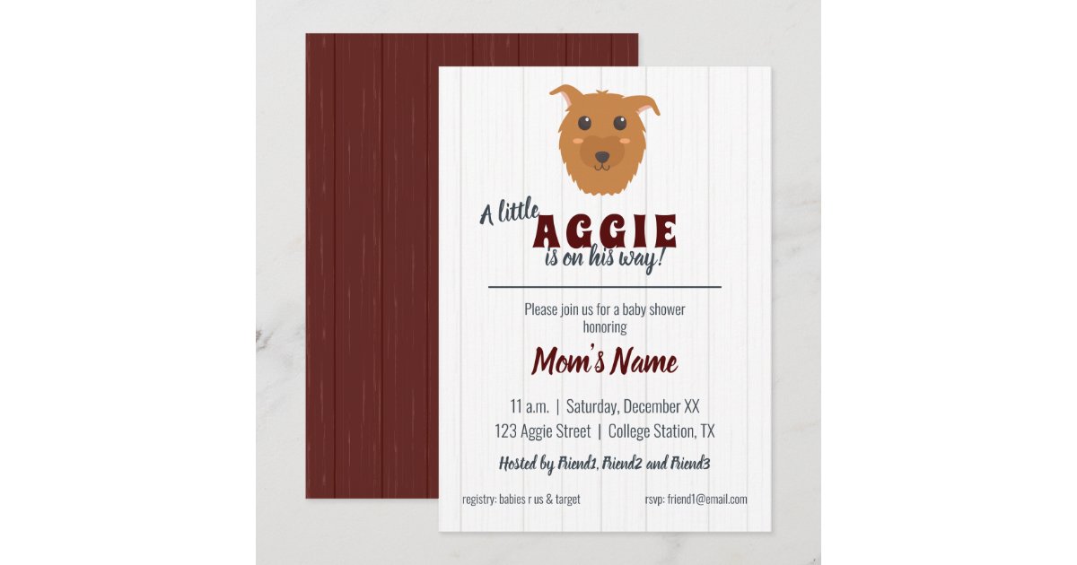 Baby Boy Dog Maroon Baby Shower Invitation | Zazzle