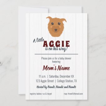 Baby Boy Dog Maroon Baby Shower Invitation | Zazzle