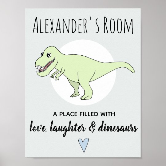 Baby Boy Doodle Dinosaur T-Rex with Name Nursery Poster | Zazzle.com