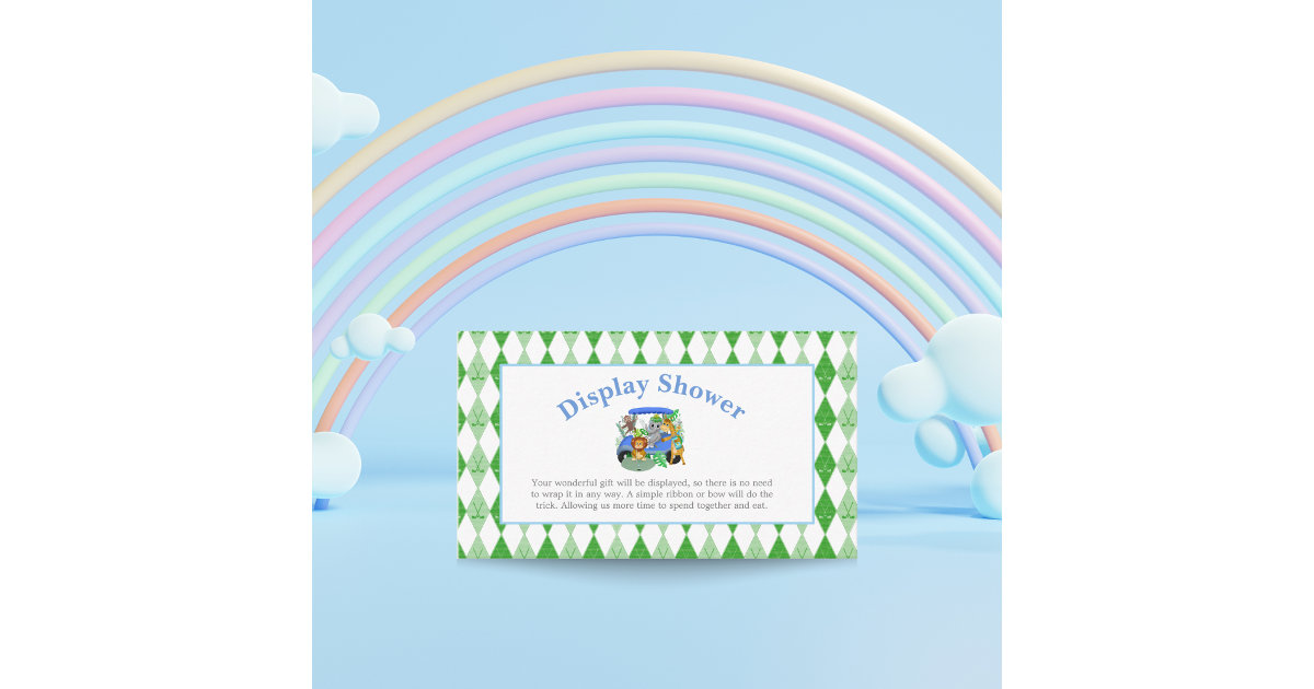 Baby Boy Elephant & Monkey Golf Shower Display Enclosure Card | Zazzle