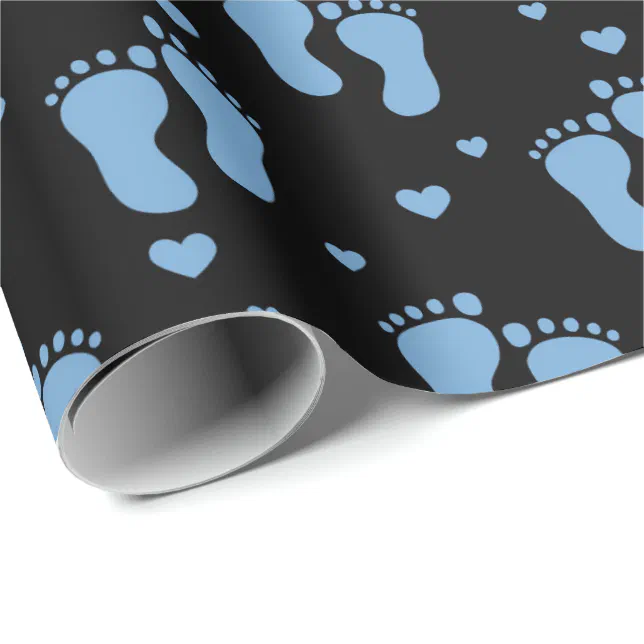 baby boy feet pattern wrapping paper | Zazzle